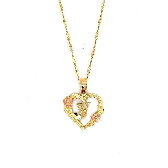 Jewelry | 14k Gold V Inside Heart Pendant Necklace | Poshmark